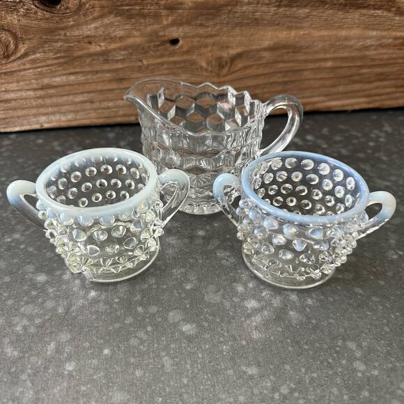 None | Dining | Set Of Clear Hobnail Depression Glass Creamers Cubic ...